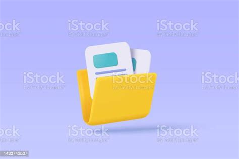 관리 파일을위한 3d 폴더 및 종이 프로젝트 계획 개념에 대한 문서 효율적인 작업 문서 만화 스타일 최소 폴더 파일 아이콘 고립