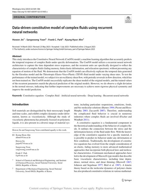 Data Driven Constitutive Model Of Complex Fluids Using Recurrent Neural