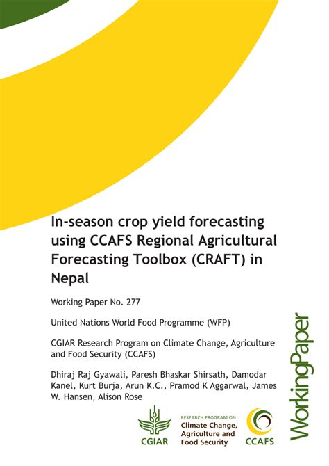 Pdf In Season Crop Yield Forecasting Using Ccafs Regional