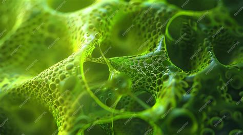 Premium Photo Microscopic View Of Vibrant Green Cellular Structures