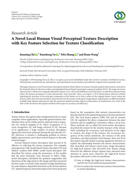 Pdf A Novel Local Human Visual Perceptual Texture Description With Key Feature Selection For