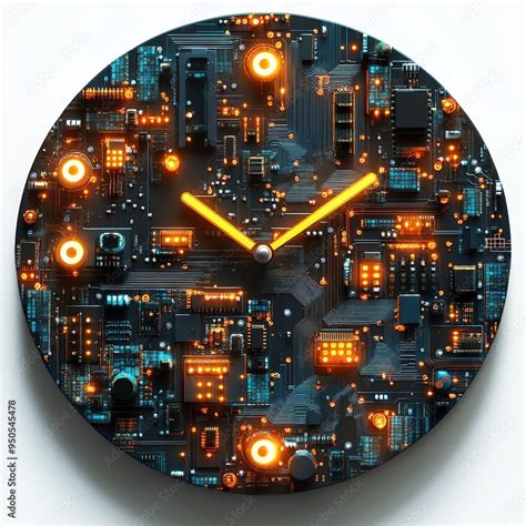 Time Circuits Engaged A Close Up Of A Modern Clock Face Intricately Crafted From A Glowing