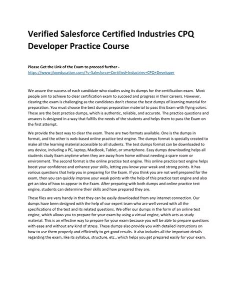 Ppt Verified Salesforce Certified Industries Cpq Developer Practice Course Powerpoint