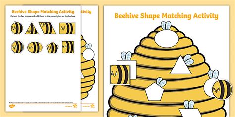 bee hive shape matching activity 2d shapes twinkl eyfs