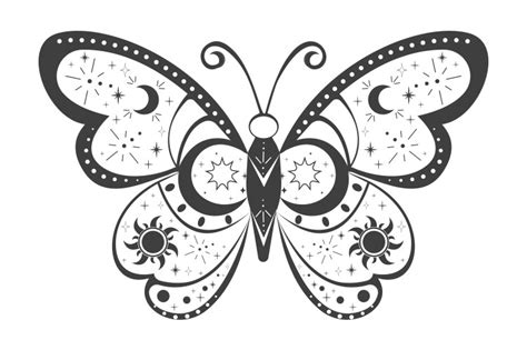 Magic Sacred Decoration Esoteric Tattoo Moth Vector Image