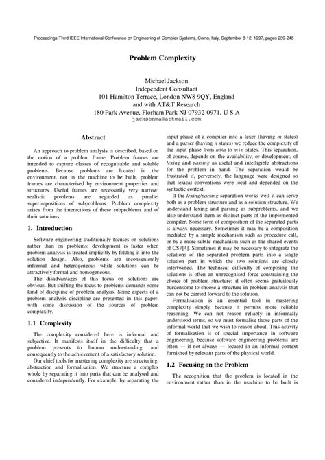 Pdf Problem Complexity