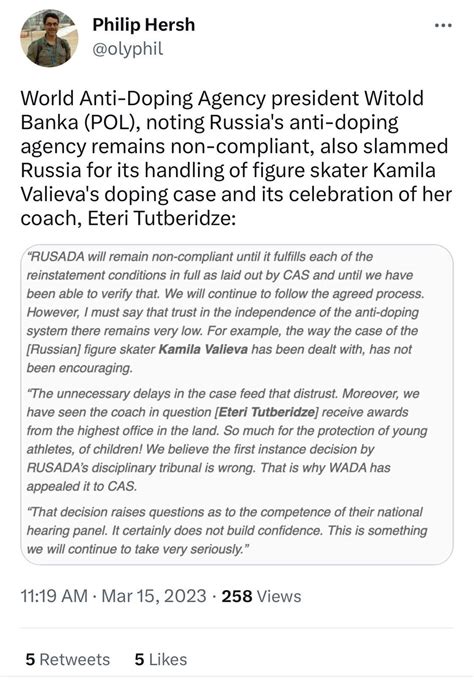 Wada Presidents Statement On The Doping Case Rfigureskating