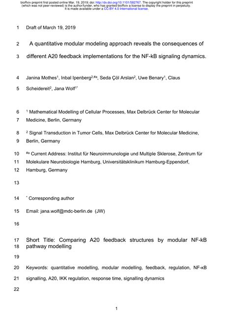 Pdf A Quantitative Modular Modeling Approach Reveals The Consequences