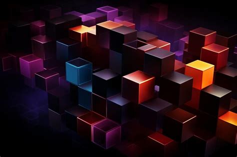 Gradient Geometric Models On Dark Background Premium Ai Generated Image