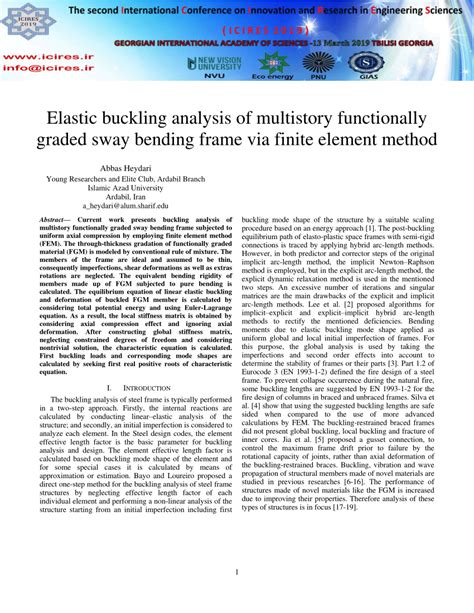 Pdf Elastic Buckling Analysis Of Multistory Functionally Graded Sway