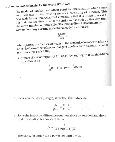 Solved A Mathematical Model For The World Wide Web The Chegg