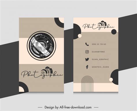 Photography Business Card Template Flat Classical Camera Lens Vectors Images Graphic Art Designs