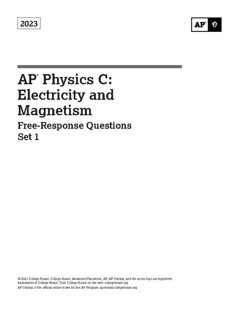 Ap23 Frq Physics C Em Set 1 2023 AP Physics C Electricity And Magnetism Free Response