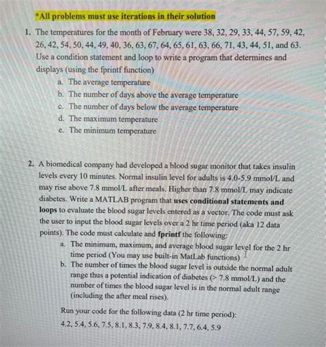 Solved All Problems Must Use Iterations In Their Solution