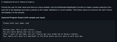 Solved 3 Implement M A S H Game Database Main C Use An Chegg Com