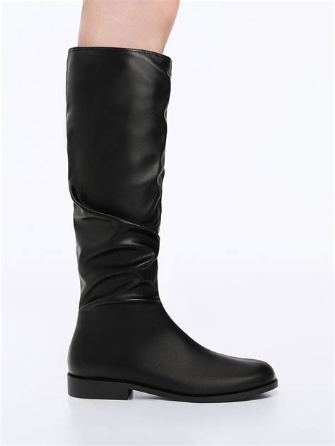 Flat Black Boots Knee High