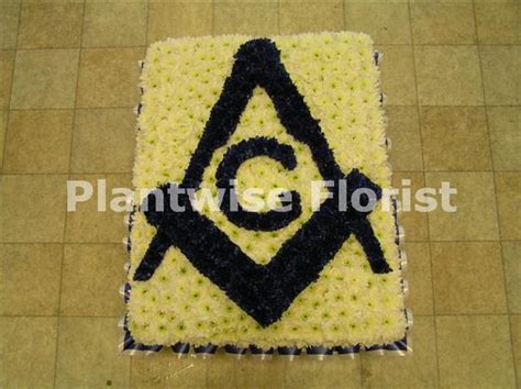 Masonic Emblem Compass And Square Funeral Wreath Blue And White