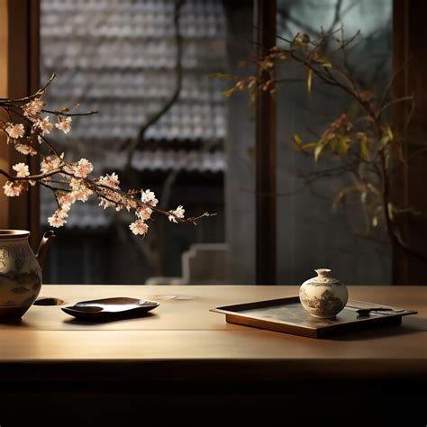Premium Photo Empty Table View Japanese Fashion Style Very Bright
