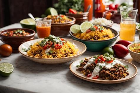 Premium Ai Image Mexican Food On White Table