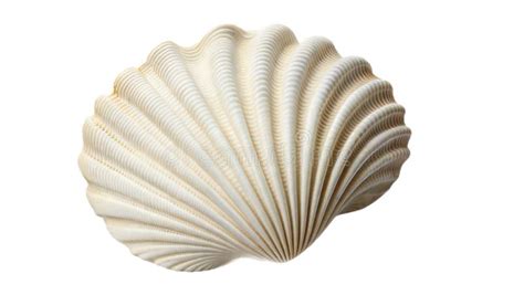 A Seashell With A Fan Shape And Scalloped Edges Isolated On White