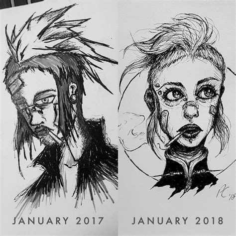1 Year Progress Drawing Of Tank Girl Havent Drawn A Single Portrait