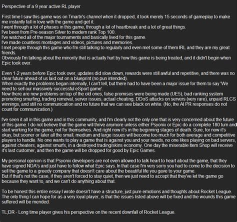 Perspective Of A 9 Year Active Rl Player R Rocketleague