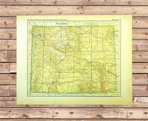 Vintage Wyoming Railroad Map Wall Art Frameable Ready To Frame Original