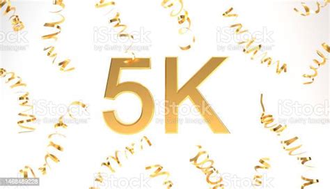 축하 3d 렌더링을 위한 색종이가 있는 황금 5k 추종자 기호 10에 대한 스톡 사진 및 기타 이미지 10 3차원 형태