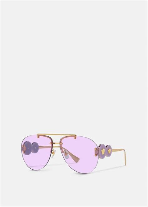 Versace Double Medusa Aviator Sunglasses Purple Editorialist