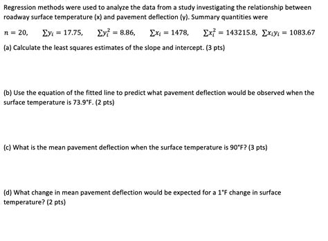 Solved Regression Methods Were Used To Analyze The Data From