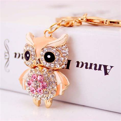 Luxury Gifts A Grade Women Sexy Key Holder Chain Ring Car Jewelry Bag Pendant Rhinestone Owl