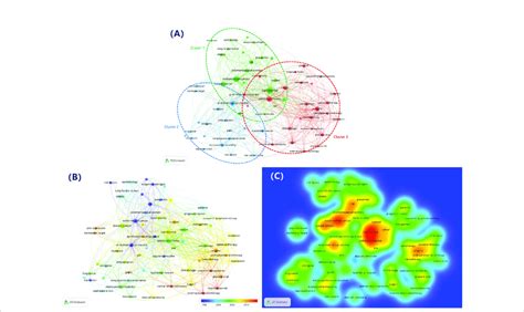 A Network Visualization Map Showing Co Occurrence Keywords B Download Scientific Diagram