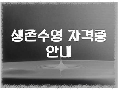 생존수영 자격증 안내