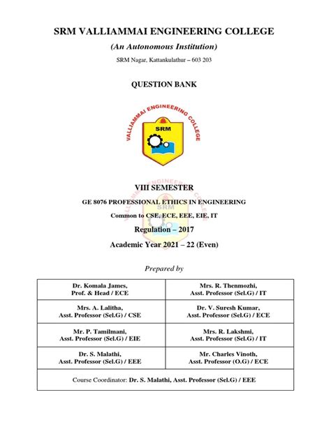 srm valliammai engineering college an autonomous institution pdf