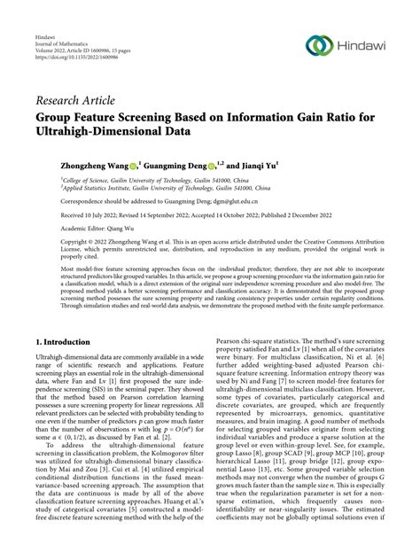 Pdf Group Feature Screening Based On Information Gain Ratio For