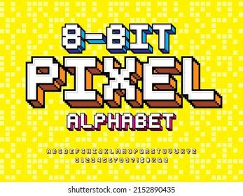 Pixel Style Font Uppercase Numbers Symbol Stock Vector Royalty Free 2152890435 Shutterstock