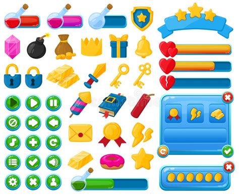 Cartoon Mobile Game User Interface Kit Elements Casual Game Interface
