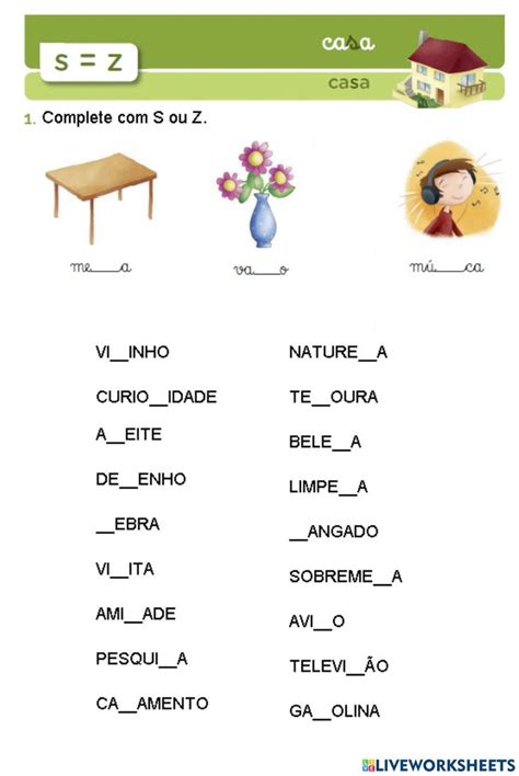 Ortografia S E Z Worksheet Atividades De Ortografia Exercícios De