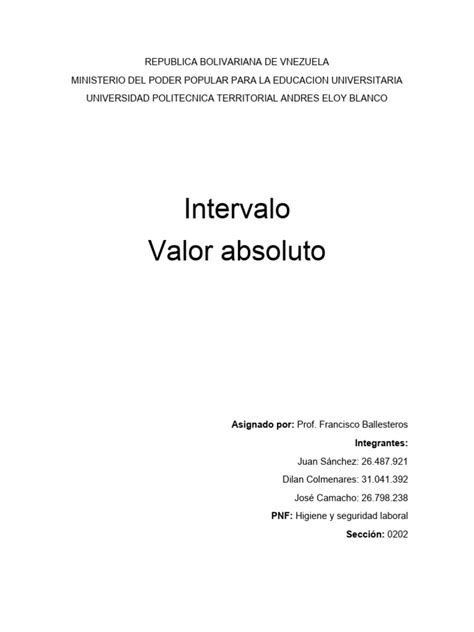 Intervalos Y Valor Absoluto Pdf Intervalo Matemáticas Análisis Complejo