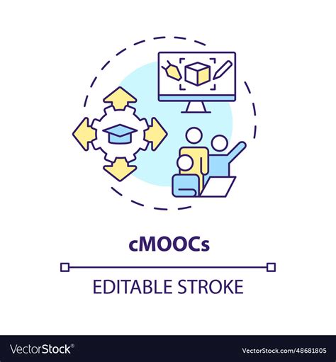 2d Colorful Thin Linear Icon Cmoocs Concept Vector Image