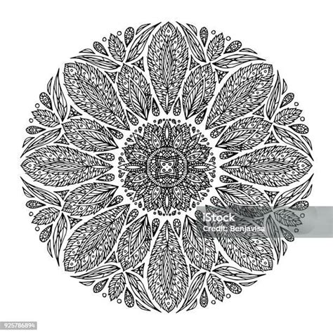 만다라 우주 차크라 요가 명상 손으로 그린된 스케치 벡터의 형상 패턴 기호 개념에 대한 스톡 벡터 아트 및 기타 이미지 개념 건강한 생활방식 검은색 Istock