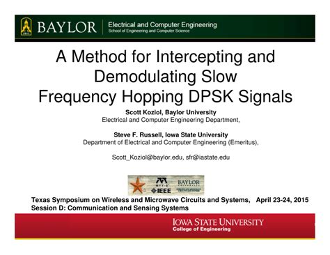 Pdf A Method For Intercepting And Demodulating Slow Frequency Hopping Dpsk Signals Presentation