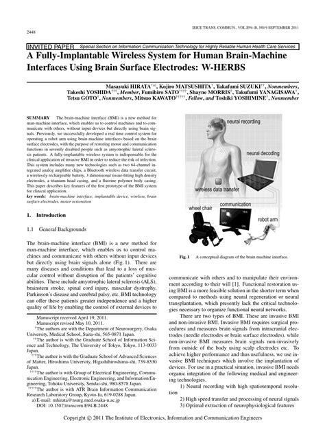 Pdf A Fully Implantable Wireless System For Human Brain Machine