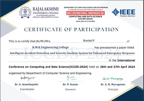 Harini P On Linkedin Iccds2024 Intelligentaccidentdetection
