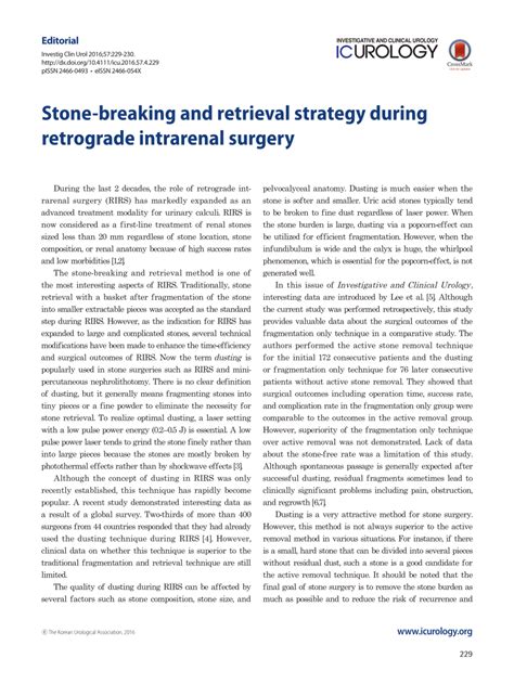Pdf Stone Breaking And Retrieval Strategy During Retrograde Intrarenal Surgery