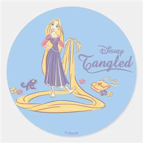 Rapunzel And Pascal Purple Pastels Classic Round Sticker Zazzle