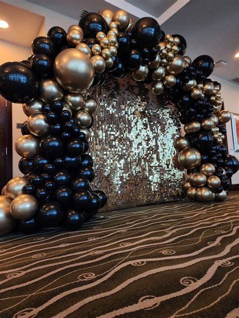 Gold Backdrop Balloon Arch Gold And Black Balloon Arch Gold Shimmer