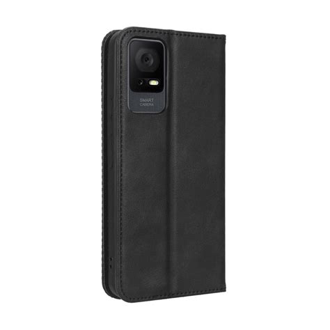For TCL 405 406 T506D Magnetic Buckle Retro Texture Leather Phone Case Black Alexnld Com