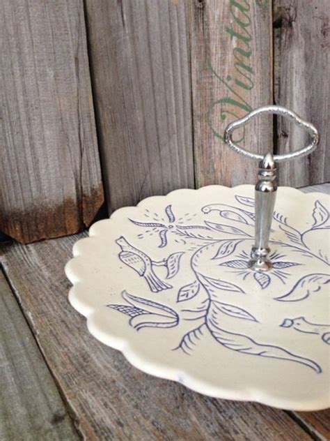 Beautiful Vintage Serving Tray With Center Handle California Pottery