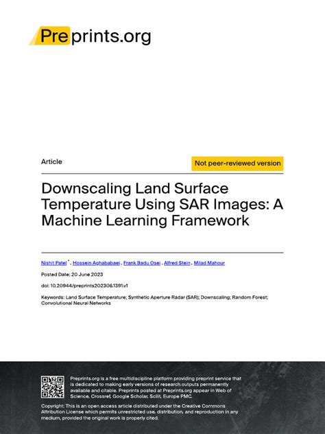 Downscaling Land Surface Temperature Using Sar Images A Machine